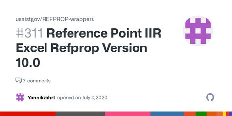 Reference Point Iir Excel Refprop Version 100 · Issue 311 · Usnistgov