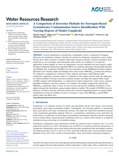 Pdf A Comparison Of Inversion Methods For Surrogate‐based Groundwater Contamination Source
