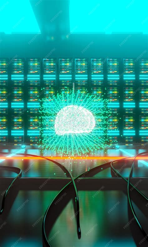 서버 센터의 빅 데이터 Ai 학습 개념 3d 렌더링 무료 사진