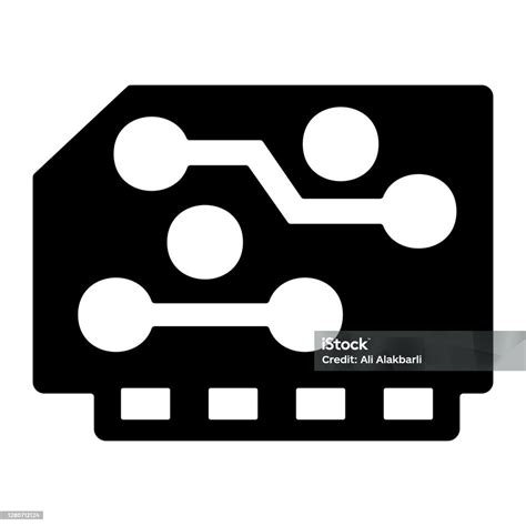 라인 스타일의 마이크로 칩 아이콘 프로세서 칩 아이콘입니다 회로 기판메모리 카드 컴퓨터 부품 사인입니다 0명에 대한 스톡 벡터