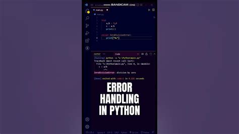 Exception Handling In Python Tryexcept Zerodivisionerror Shorts