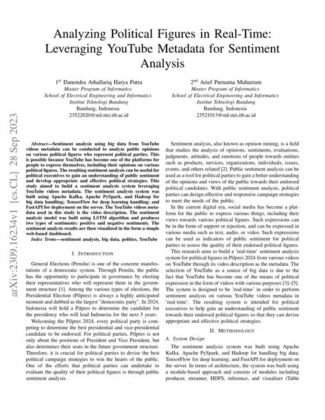 Pdf Analyzing Political Figures In Real Time Leveraging Youtube Metadata For Sentiment Analysis