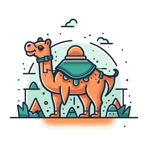 Premium Vector Camel With Hat Vector Illustration In Flat Design Style Cute Cartoon Camel