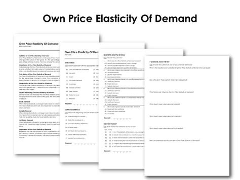 Own Price Elasticity Of Demand Teaching Resources