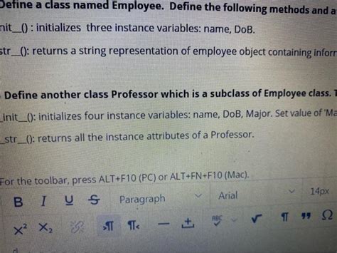 Solved Define A Class Named Employee Define The Following
