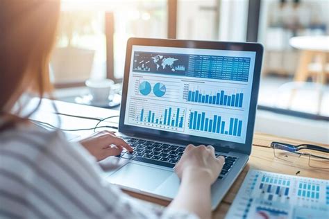 Premium Photo Businesswoman Using Analytics Data KPI On Dashboard