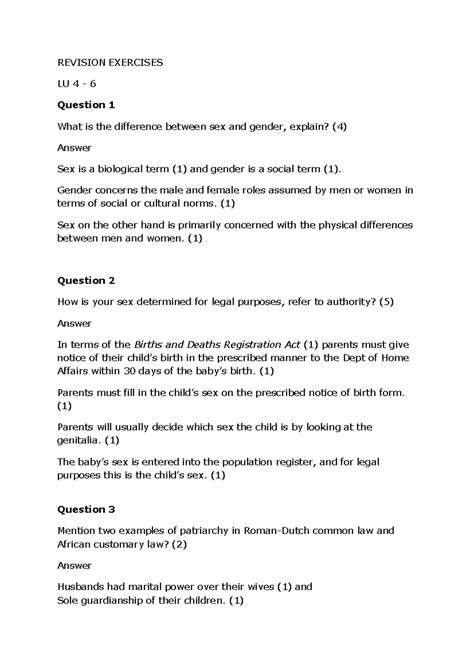 Revision Learning Unit 4 6 REVISION EXERCISES LU 4 6 Question 1 What Is The Difference