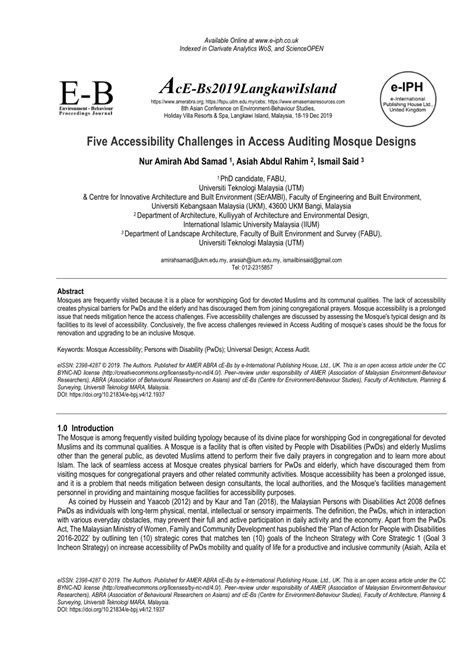 Pdf Five Accessibility Challenges In Access Auditing Mosque Designs