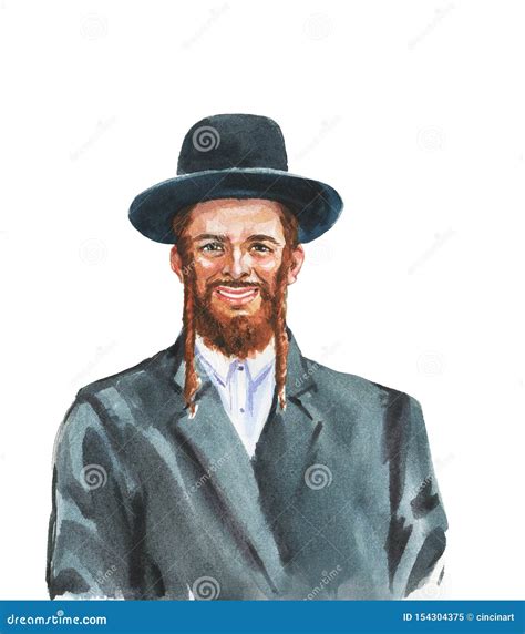 Handsome Jewish Businessman In Green Vest Jew Man Wear National Hat