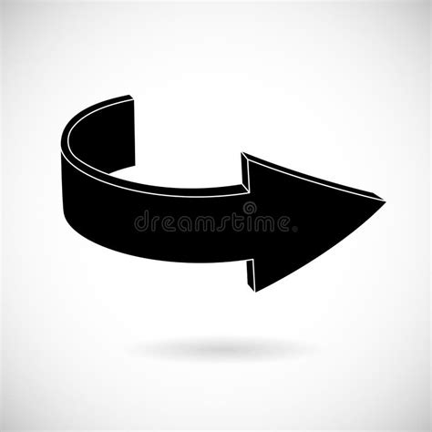 Black Curved Arrow Flat Icon Stock Vector Illustration Of Sign Interface