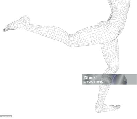 높은 다리를 가진 여자의 와이어 프레임3d 벡터 일러스트레이션 인체에 대한 스톡 벡터 아트 및 기타 이미지 인체 3차원 형태 여자 Istock