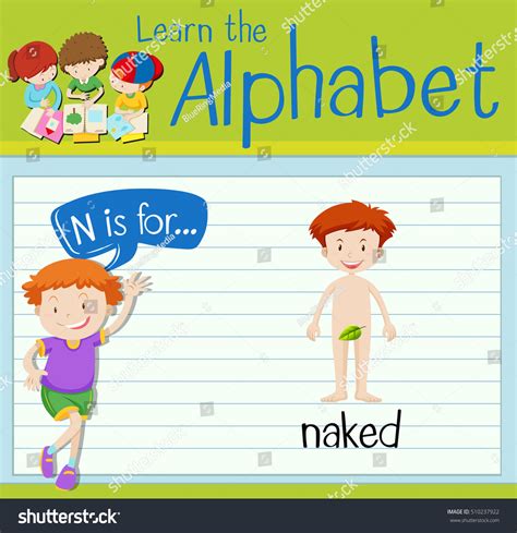 Flashcard Letter N Naked Illustration เวกเตอรสตอก ปลอดคาลขสทธ Shutterstock