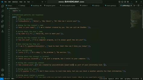 Sahibzada Jawad Hadi On Linkedin Codealpha Python Coding Chatbot