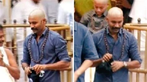 Dhanush Surprises Fans With Clean Shaven Head Visits Tirupati Temple