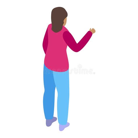 Young Woman Pointing With Hand Isometric Icon Stock Vector Illustration Of Design
