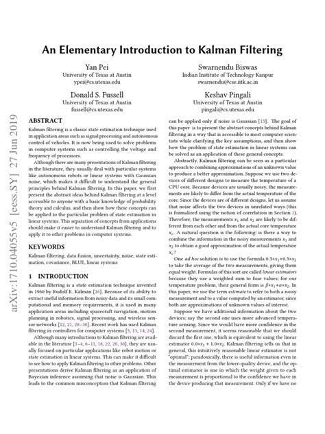 Kalman Filter Pdf Kalman Filter Covariance Matrix
