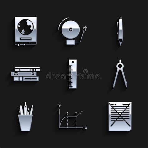 Set Ruler Pie Chart Infographic Exam Paper With Incorrect Answers Survey Drawing Compass