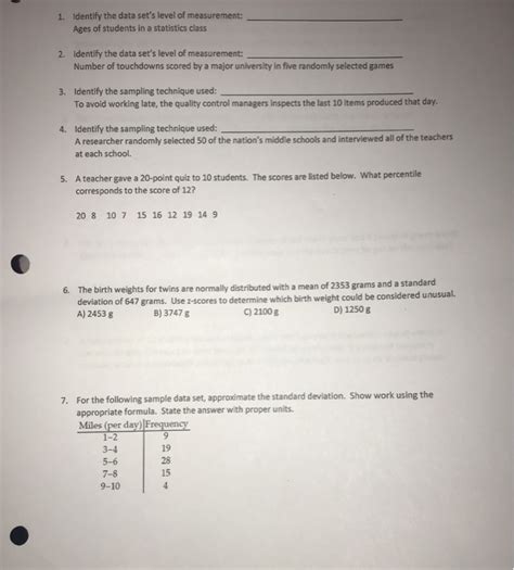 solved 1 identify the data set s level of measurement ages