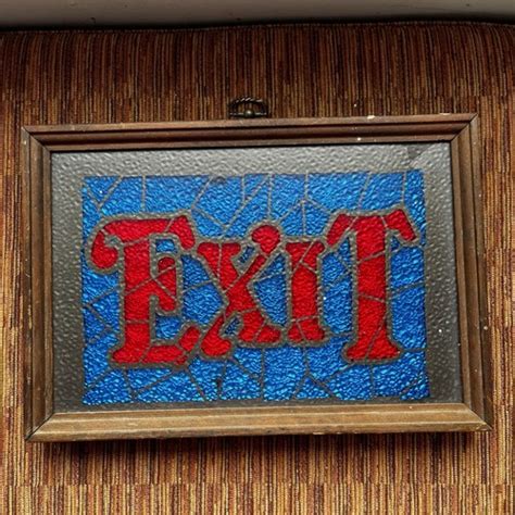 Vintage Faux Stain Glass Exit Sign Wood Frame 1275”x875” Read Ebay