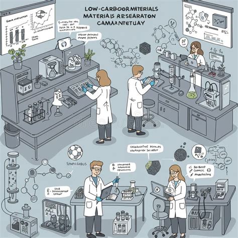 Laboratory Scene With Four Scientists Both Male And Female Wearing