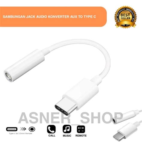 Jual Sambungan Jack Audio Headset Konverter Hf Audio To Type C Shopee Indonesia