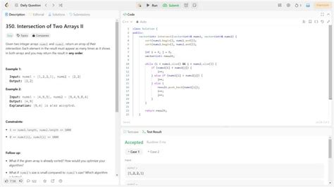 day 54 of 100days of code solved intersection of two arrays priya