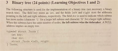 Solved 3 Binary Tree 24 Points Learning Objectives 1 And