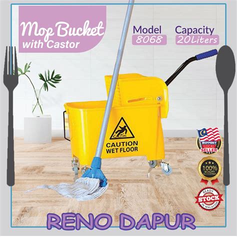 8068 2l Mop Bucket With Castor Mop Cart Bucket Troli Baldi Mop Beroda