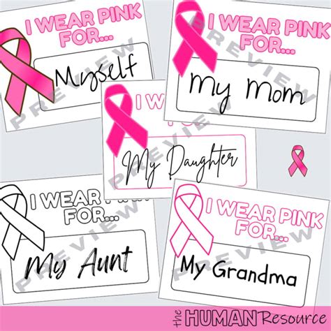I Wear Pink For Signs Breast Cancer Awareness By The Human Resource