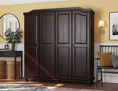 100 Solid Wood Kyle 4 Door Wardrobe Armoire With Raised Panel Or