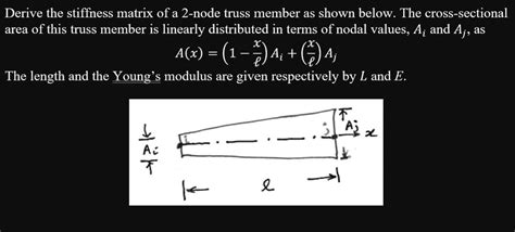 solved derive the stiffness matrix of a 2 node truss member as shown