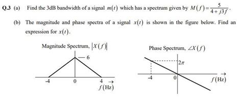 solved 2 3 a find the 3 db bandwidth of a signal m t