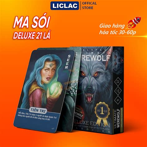 Bài Ma Sói Deluxe 21 Lá Giấy Dày Cán Màng Chống Nước Board Game Werewolf Việt Hóa Cho Mọi Lứa
