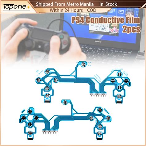 2pcs Ps4 Controller Conductive Film Slim 040 050 Blue Cable Circuit Board For Playstation 4