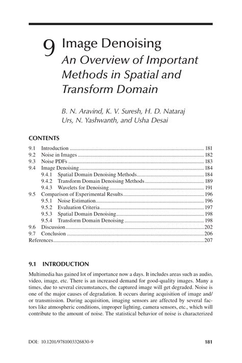 Pdf 9 Image Denoising An Overview Of Important Methods In Spatial And
