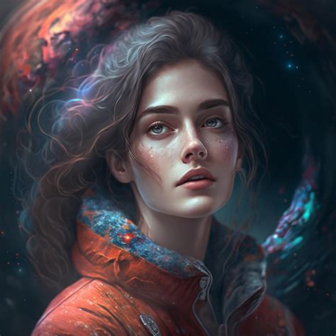 Premium Ai Image Generative Ai Surreal Abstract Portrait Young Beautiful Woman In Outer Space