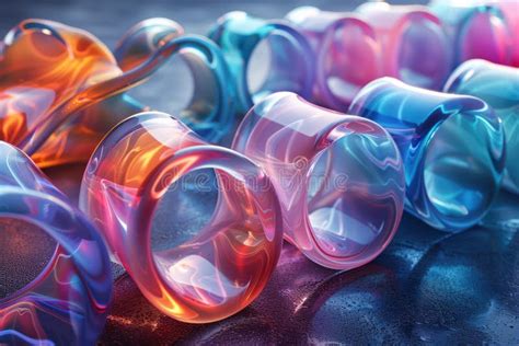 Iridescent Geometric Shapes Abstract 3d Render Stock Illustration Illustration Of Light