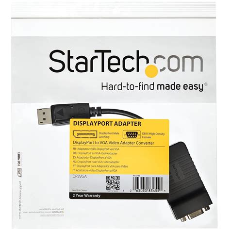 Startech Com DisplayPort To VGA Adapter Active DP To VGA Converter 1080p Video DP To VGA