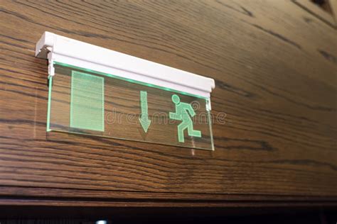 Glowing Exit Sign On The Wall Stock Image Image Of Case Glowing