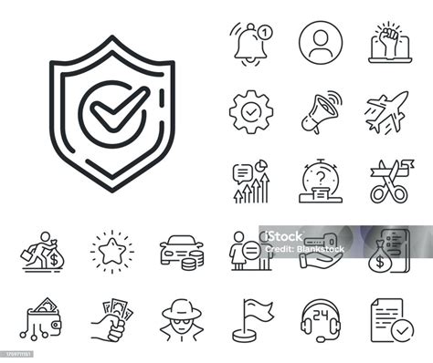 확인 표시 선 아이콘입니다 수락됨 서명 샐러리맨 남녀 공동 참여 및 경고 벨 벡터 0명에 대한 스톡 벡터 아트 및 기타 이미지 Istock