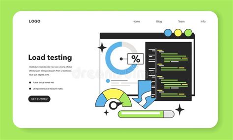 Load Testing Technique Web Banner Or Landing Page Software Testing Stock Vector Illustration