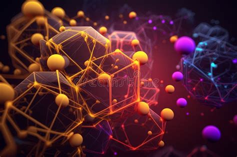 Technology Background With Connected Dots Abstract Black Backdrop With