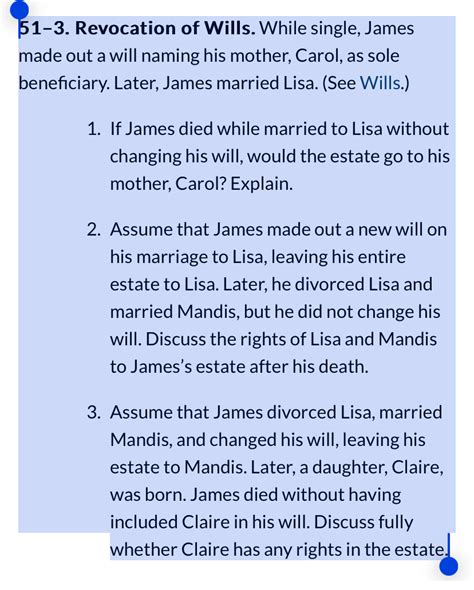 Solved 51 3 Revocation Of Wills While Single James Made Chegg Com
