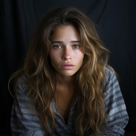 Premium Photo A Beautiful Young Woman With Long Hair Sitting In Front