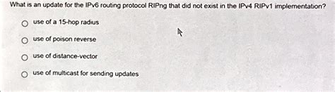 What Is An Update For The Ipv6 Routing Protocol Ripng That Did Not