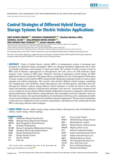 (PDF) Control Strategies of Different Hybrid Energy Storage Systems for ...
