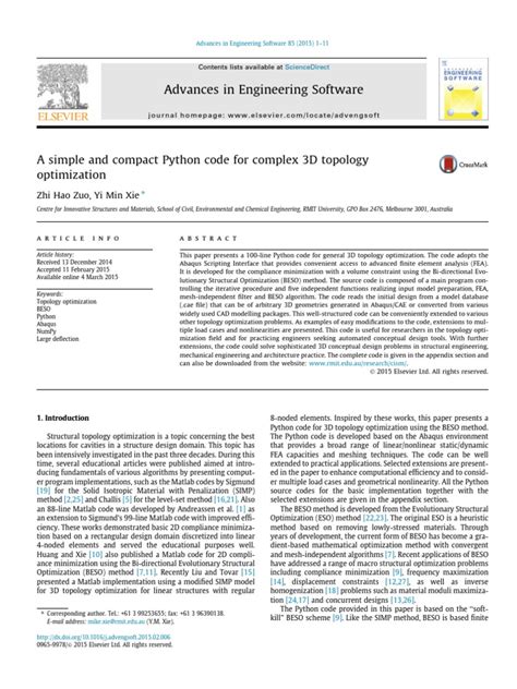 A Simple And Compact Python Code For Complex 3d Topology Optimization