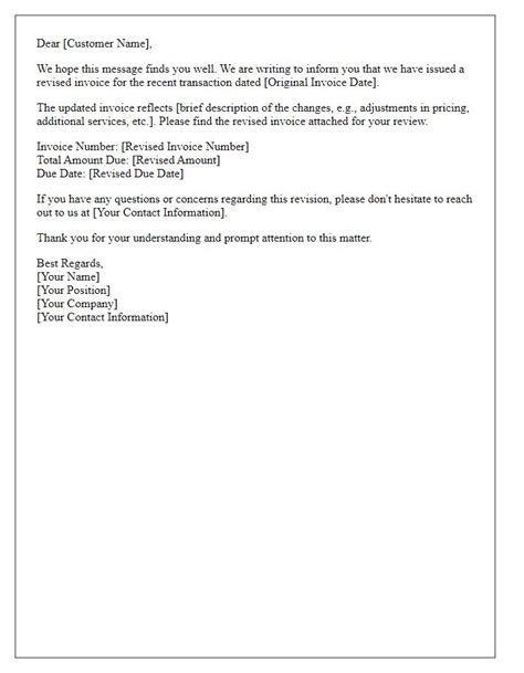 Letter Template For Invoice Amendment Notification Free Samples In Pdf Letterin