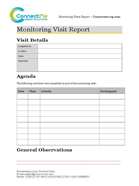 Monitoring Visit Report Template Pdf