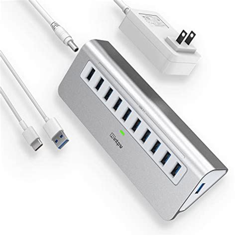 Powered Usb Hub Intpw 10 Port Usb 3 1 Hub With 10gbps Data Transfer 30w 12v 2 5a Power